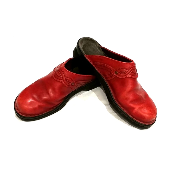 Clarks | Shoes | Clarks Red Leather Clogs | Poshmark